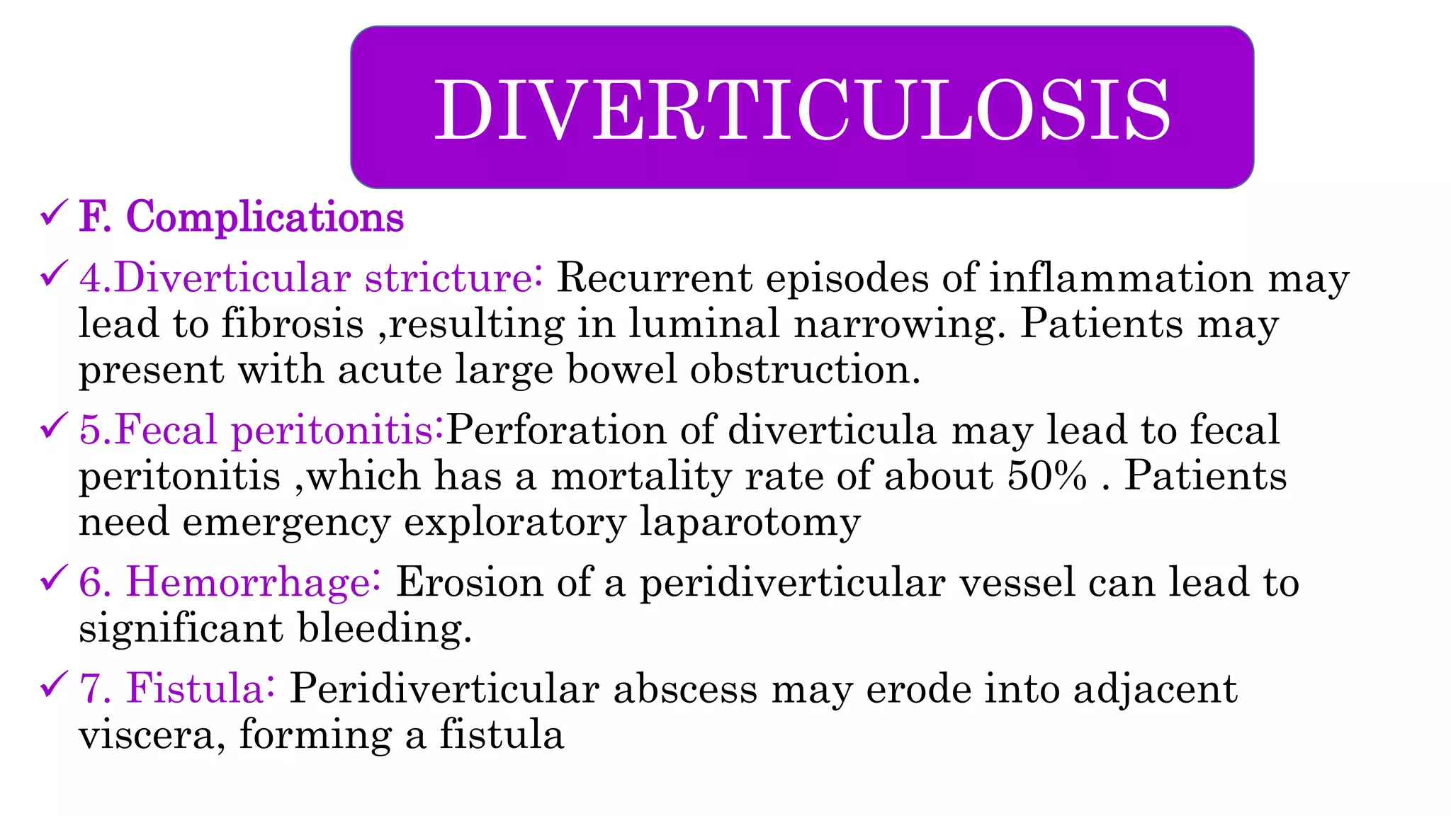 Diverticulosis, volvulus & rectal prolapse | PPTX