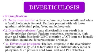 Diverticulosis, volvulus & rectal prolapse | PPTX