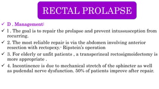Diverticulosis, volvulus & rectal prolapse | PPTX