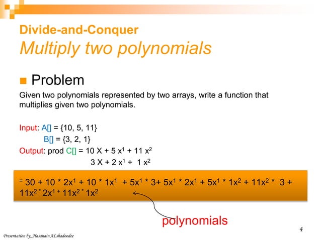 Divide and-conquer multiply two polynomials | PPT | Programming Languages | Computing