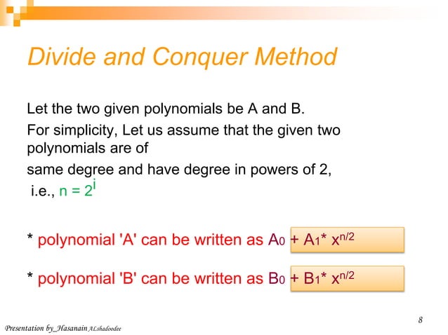 Divide and-conquer multiply two polynomials | PPT | Programming Languages | Computing