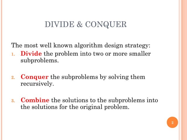 Divide and conquer | PPT | Computing | Technology & Computing