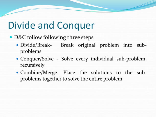 Divide And Conquer Algorithm Ppt