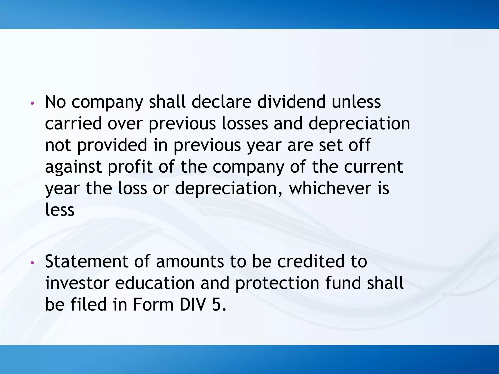 DECLARATION AND PAYMENT OF DIVIDEND COMPANIES ACT 2013 | PDF