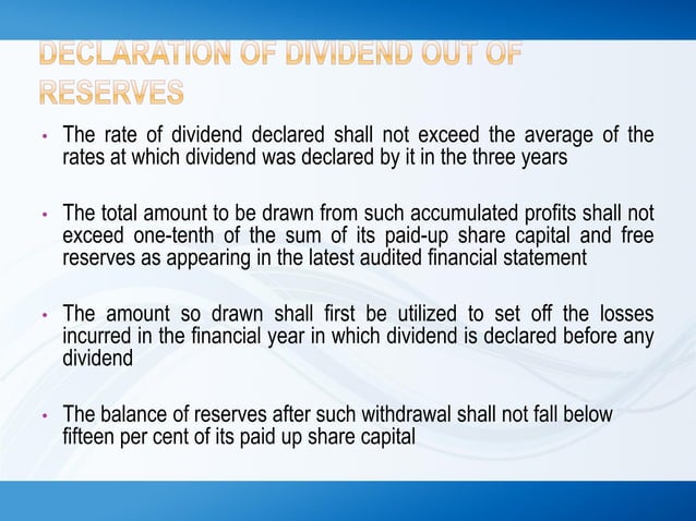 DECLARATION AND PAYMENT OF DIVIDEND COMPANIES ACT 2013 | PDF