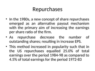 Dividend And Repurchases of stocks and bonds | PPT | Stocks and Bonds ...