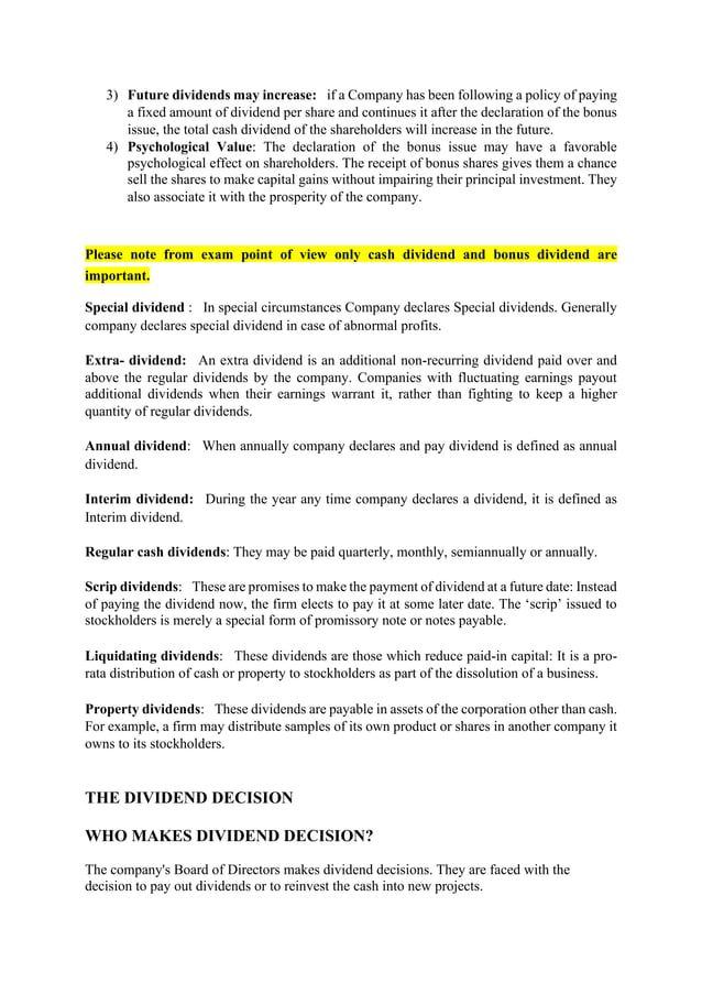 Dividend Decisions.pdf | Stocks and Bonds | Personal Investing