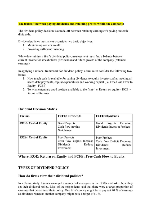 Dividend Decisions.pdf | Stocks and Bonds | Personal Investing