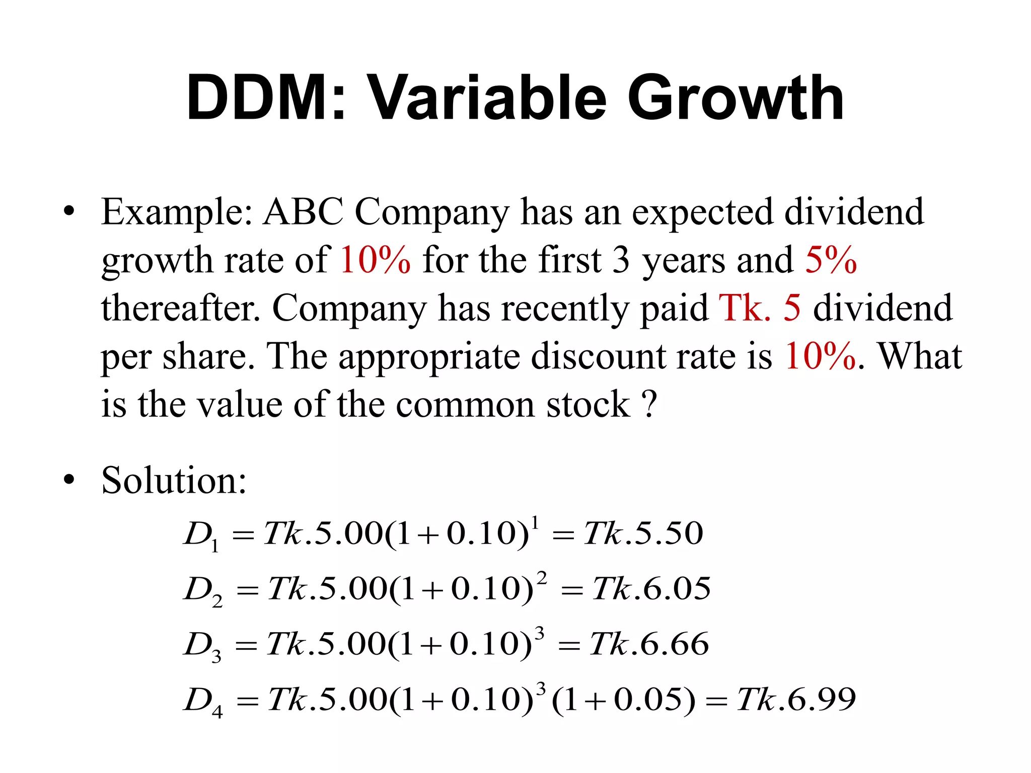Dividend Discount Model (DDM) of Stock Valuation | PPTX
