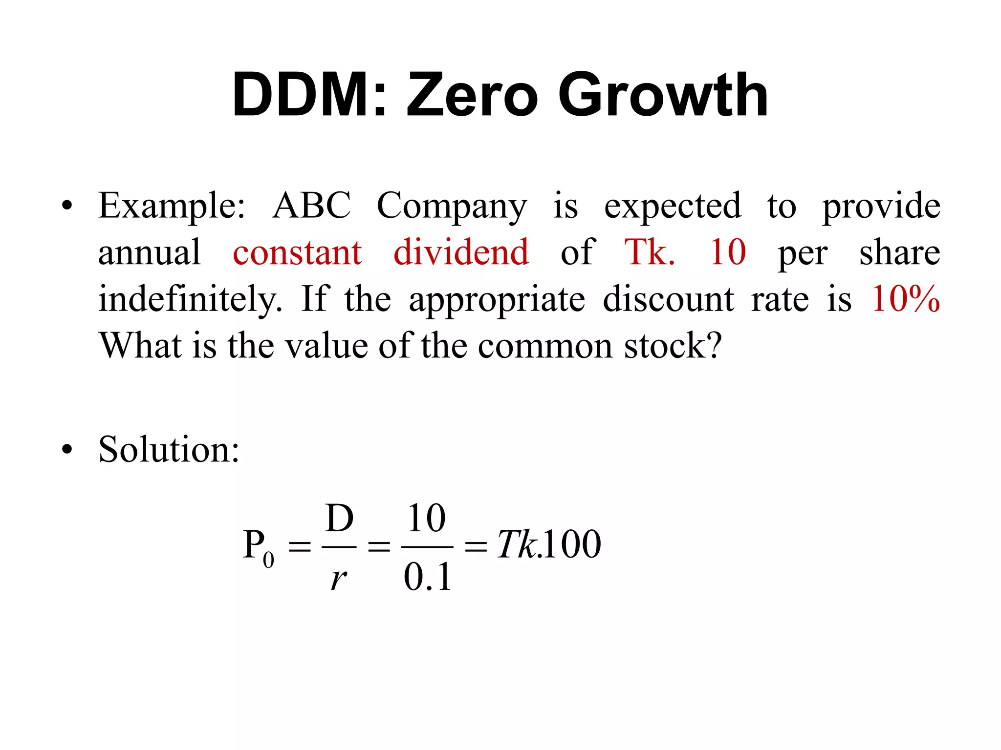 Dividend Discount Model (DDM) of Stock Valuation | PPTX