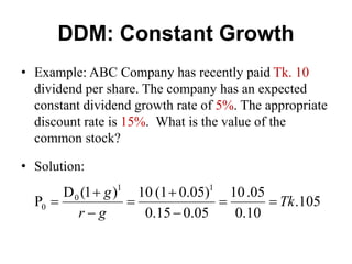Dividend Discount Model (DDM) of Stock Valuation | PPTX