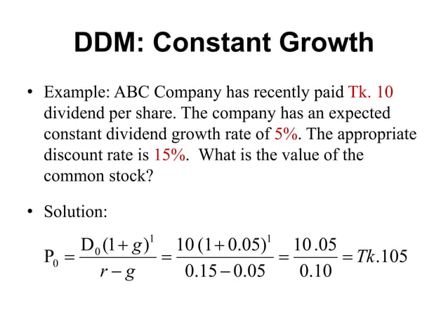 Dividend Discount Model (DDM) of Stock Valuation | PPTX