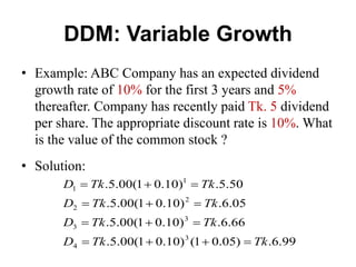 Dividend Discount Model (DDM) of Stock Valuation | PPTX