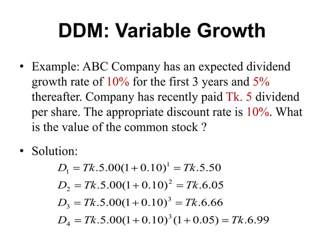 Dividend Discount Model (DDM) of Stock Valuation | PPTX