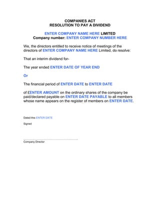 Dividend Resolution.doc