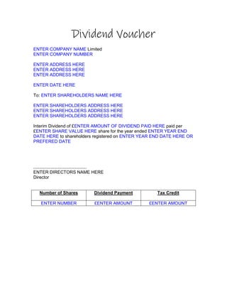 Dividend Certificate Template