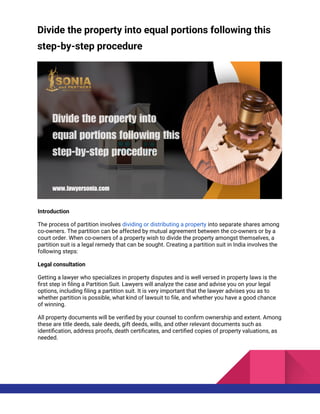 Divide the property into equal portions following this step-by-step ...