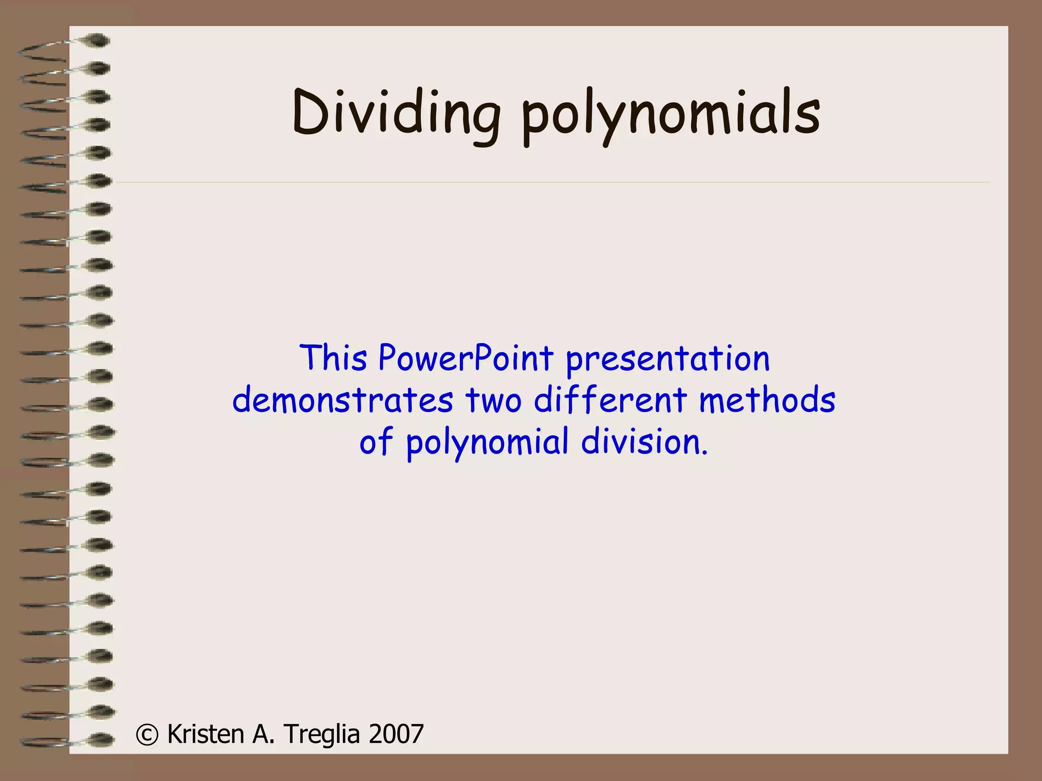 Dividing Polynomials Slide Share | PPT