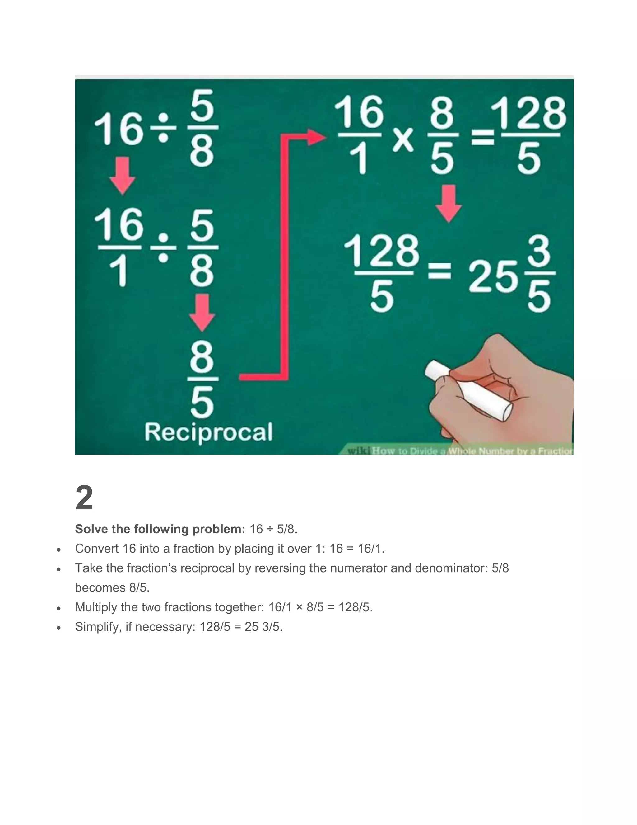 Dividing a whole number by a fraction | PDF