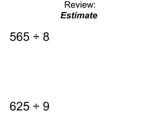 Dividing By 1 Digit Divisors | PPT