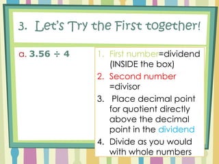 Dividing decimals by whole numbers | PPTX