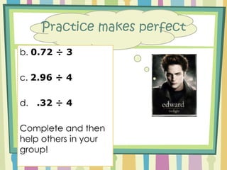 Dividing decimals by whole numbers | PPTX