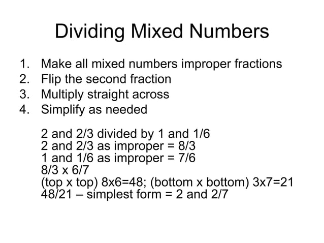 Dividing Fractions & Mixed Numbers | PPT
