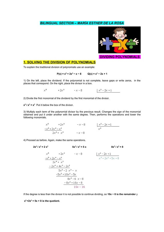 Dividing polynomials | DOC | Physics | Science