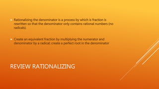 Dividing Radicals using Conjugates | PPTX