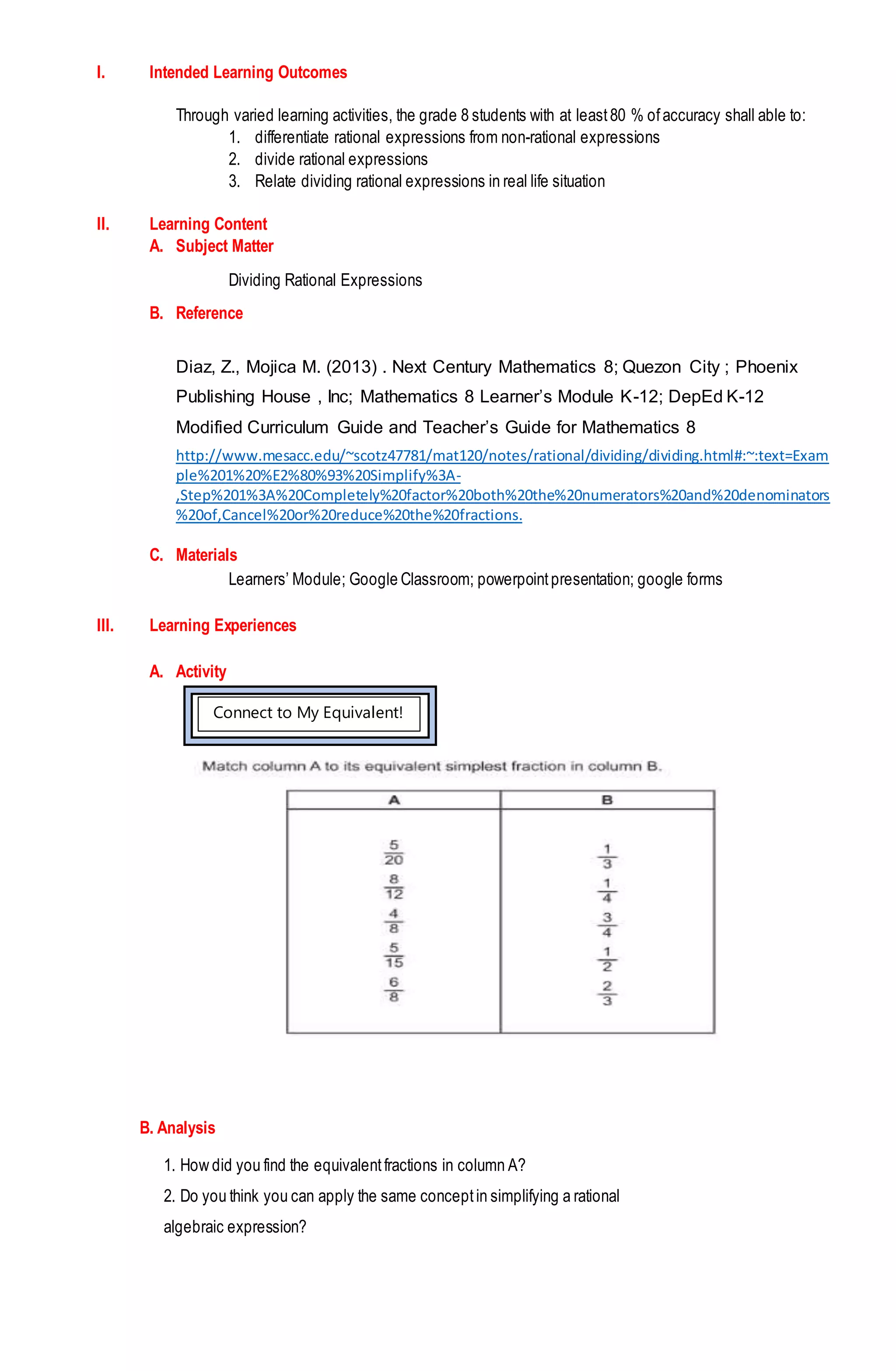 Dividing Rational Expressions | DOCX