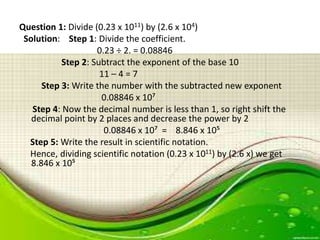Dividing scientific notation | PPTX