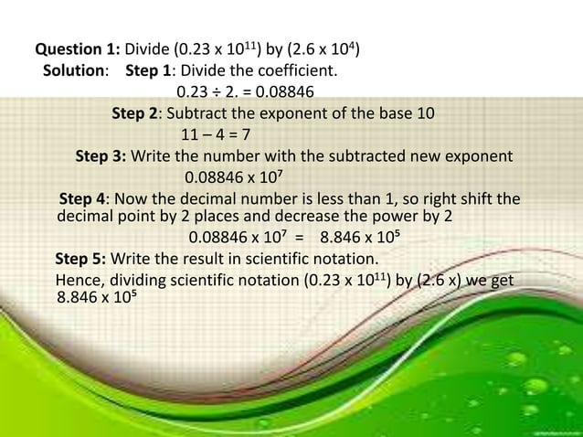 Dividing scientific notation | PPTX | Physics | Science