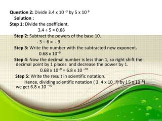 Dividing scientific notation | PPTX