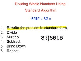 Dividing using standard algorithm | PPT