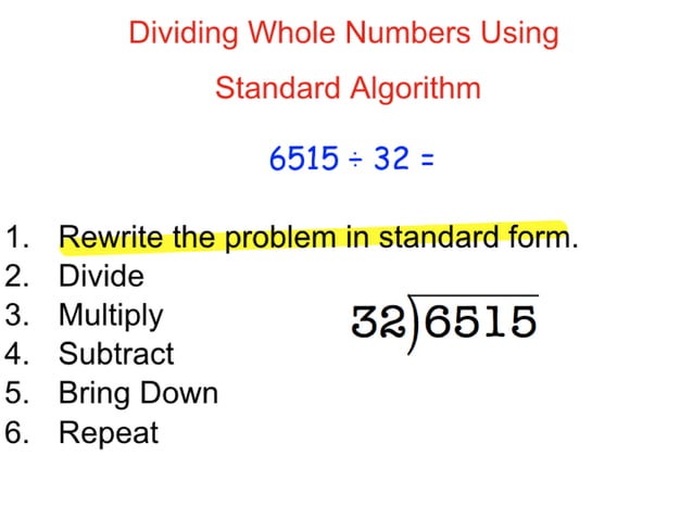 Dividing using standard algorithm | PPT