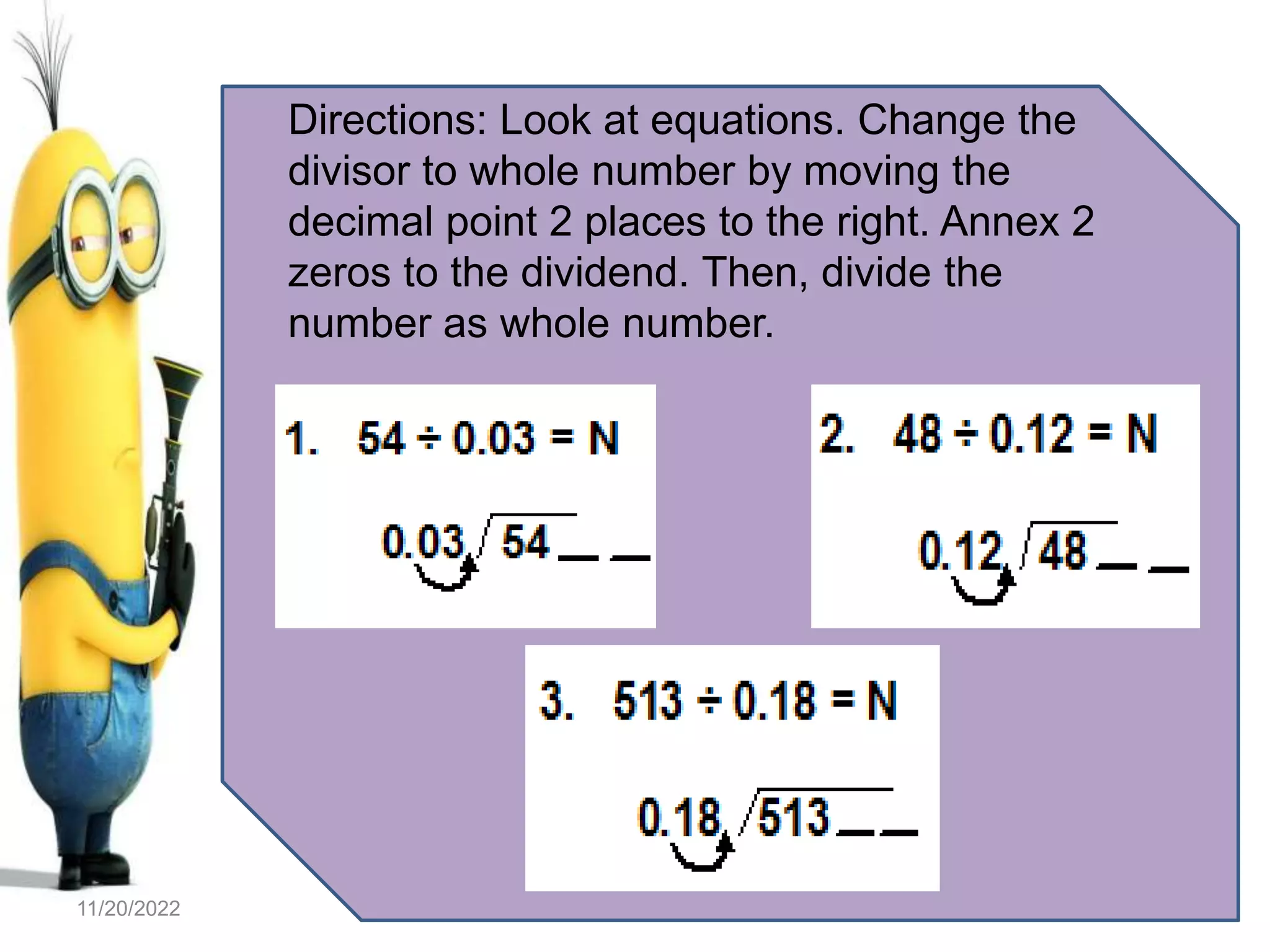 Dividing Whole Numbers by Decimals up to 2 Decimal Places and.ppt