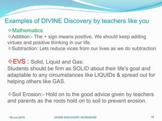 Divine discovery integrate values with school subjects | PPT