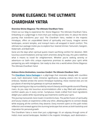 Divine Elegance- The Ultimate Chardham Yatra | PDF