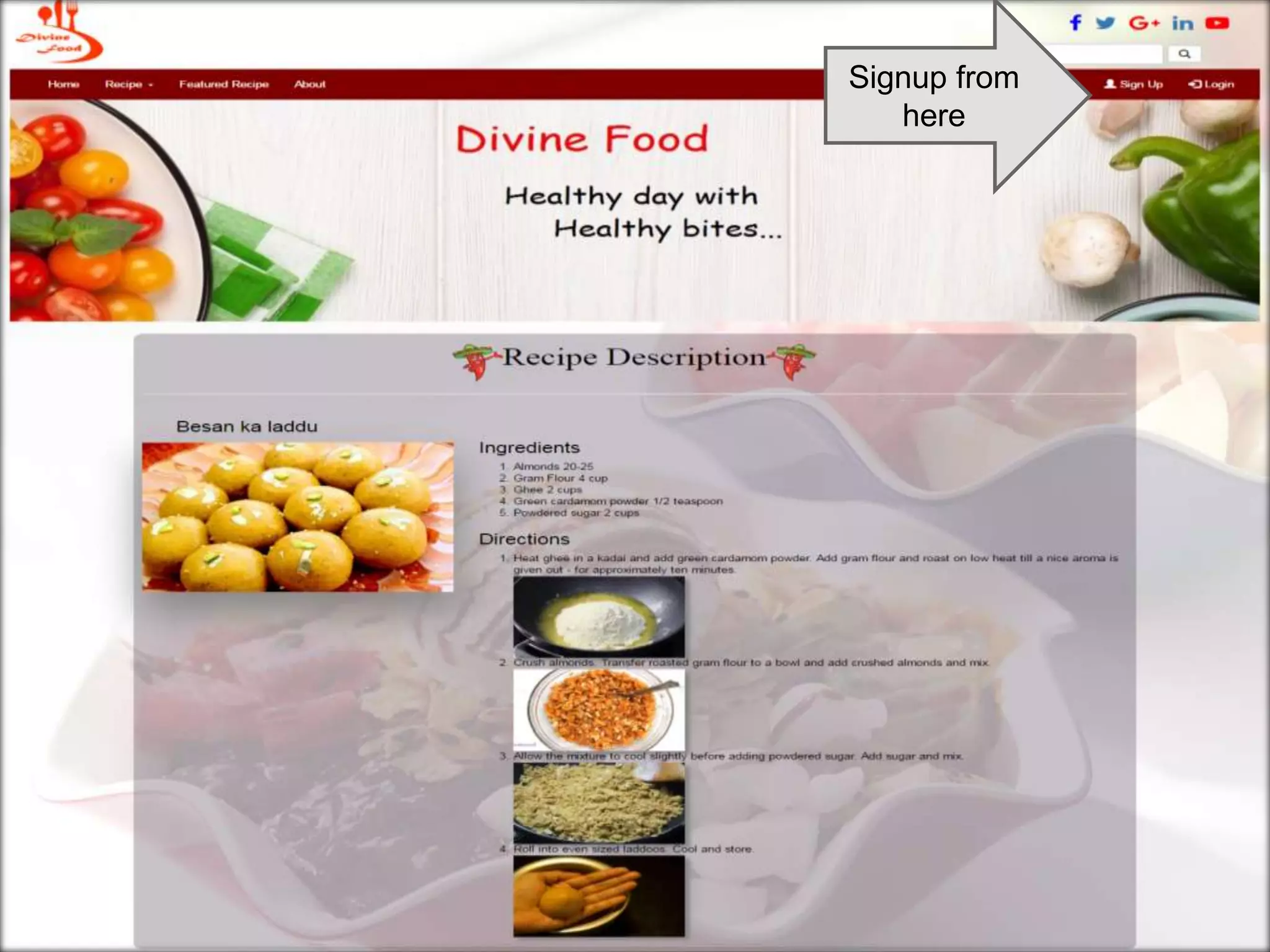 Divine food (Food Recipe Website) | PPTX