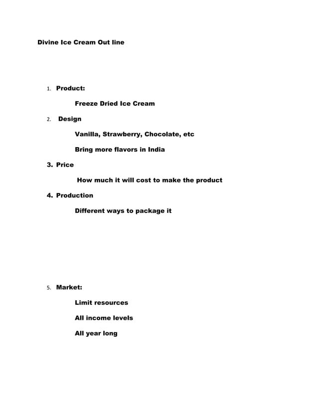 Divine Ice Cream Out Line | PDF