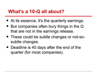 Diving into the 10-Q | PPT