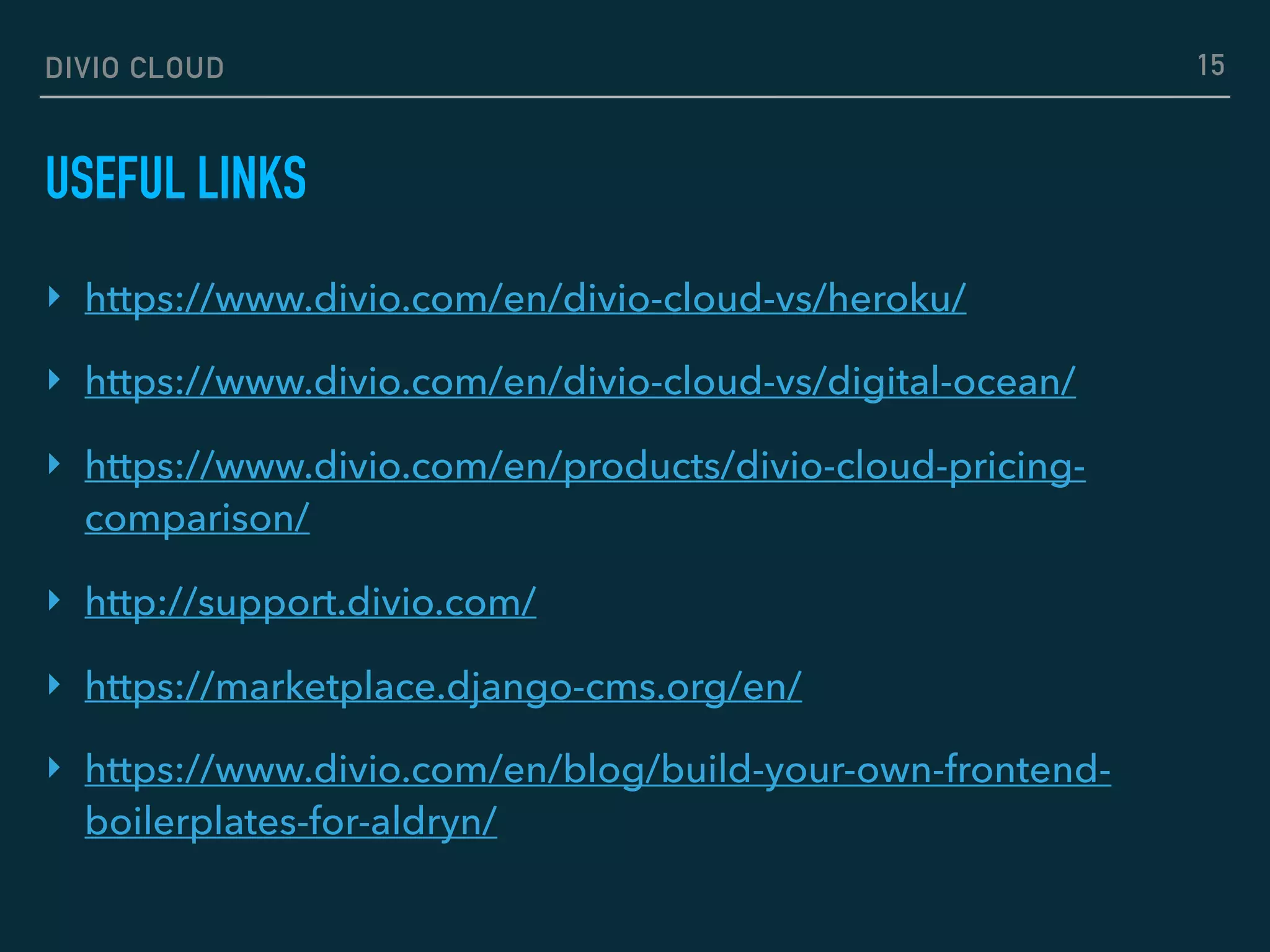 Divio - Django in the "cloud" | PPT