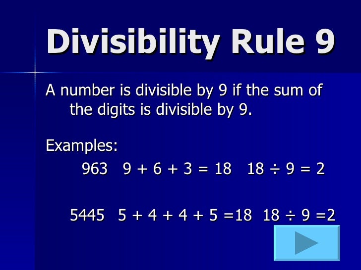 Divisability rules