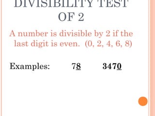 Divisability rulescl6 | PPT