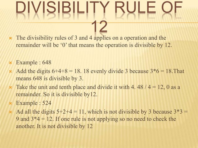 Mathematics - Divisibility Rules From 0 To 12 | PPTX