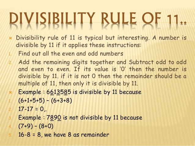 Mathematics - Divisibility Rules From 0 To 12