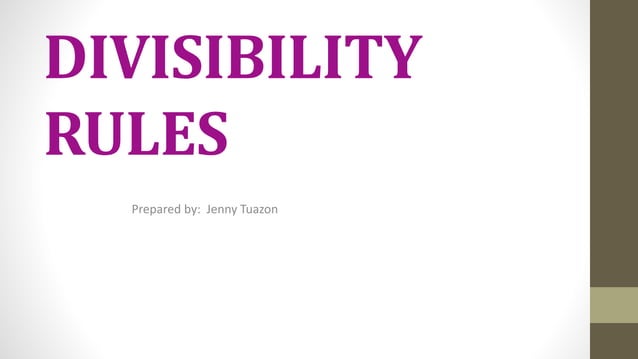 Divisibility rules 2 to 12 | PPTX