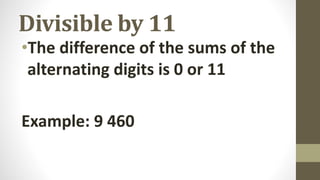 Divisibility rules 2 to 12 | PPTX