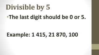 Divisibility rules 2 to 12 | PPTX