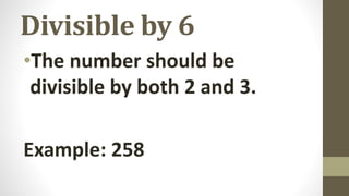 Divisibility rules 2 to 12 | PPTX